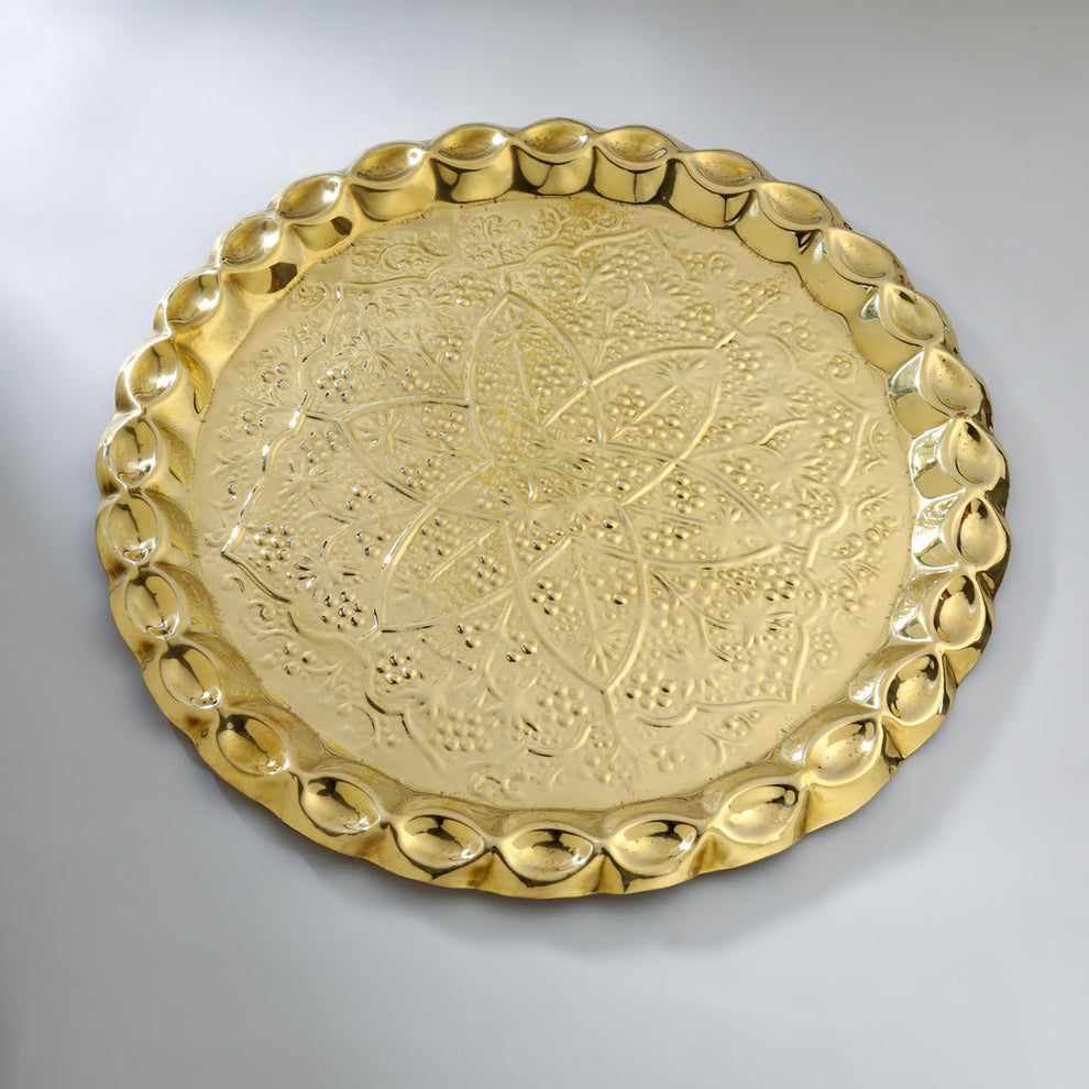 Brass Traditional Pooja Thal (17 Inch) – Velan Store