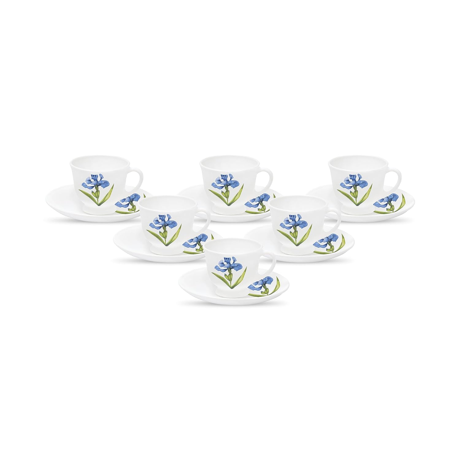 La Opala Diva, Opal Glass Crockery | Cup & Saucer Victoria, Set of 12 ...