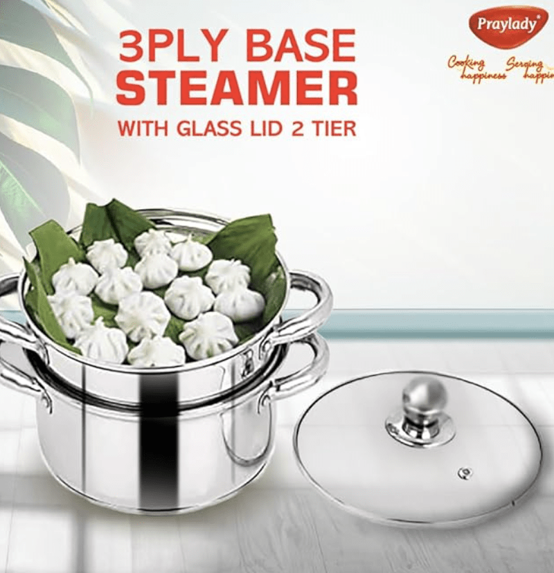 PrayLady Stainless steel 3 Ply Base Cookware Steamer Multi-Purposes St ...