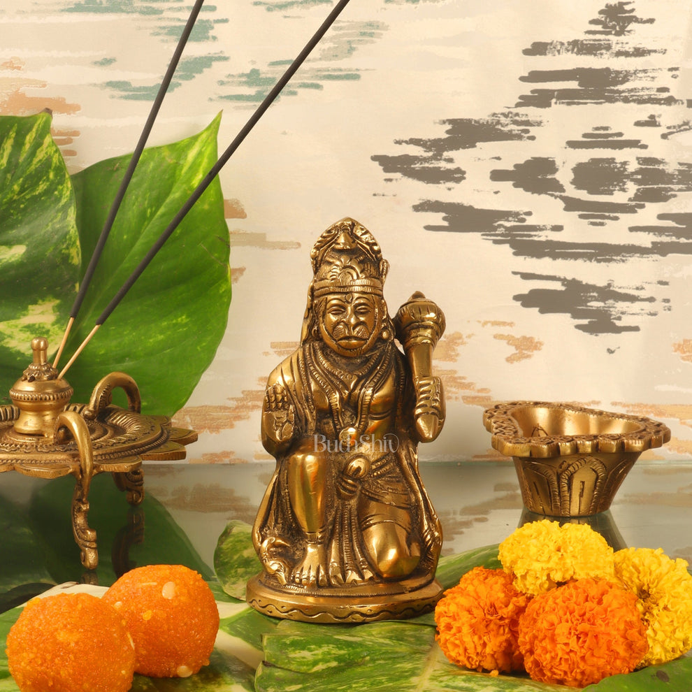 Pure Brass Lord Hanuman Statue | 5.75 inch Height – Velan Store
